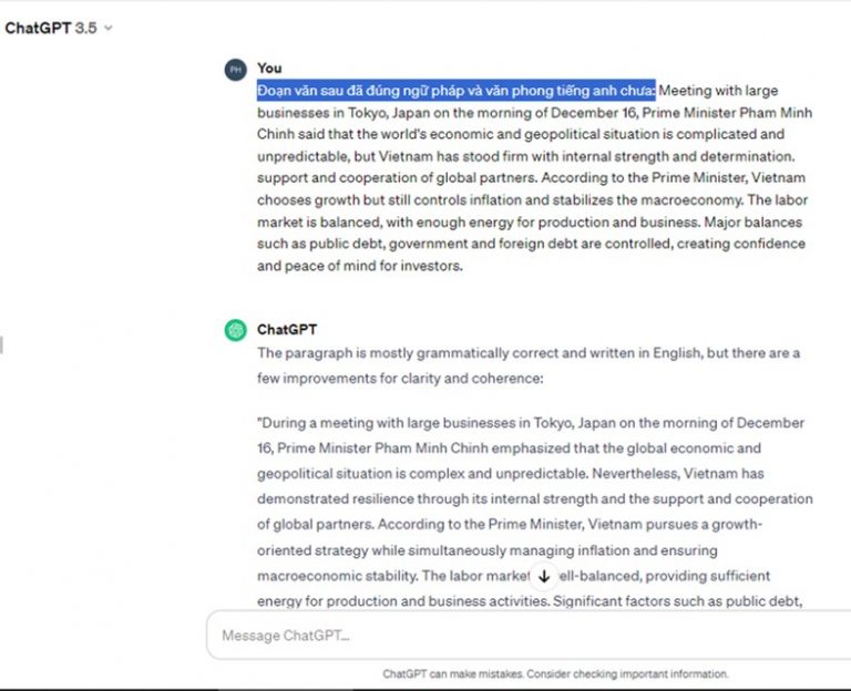 Cách dùng Chapt GPT để dịch thuật, sửa ngữ pháp, tối ưu đoạn, câu văn ...